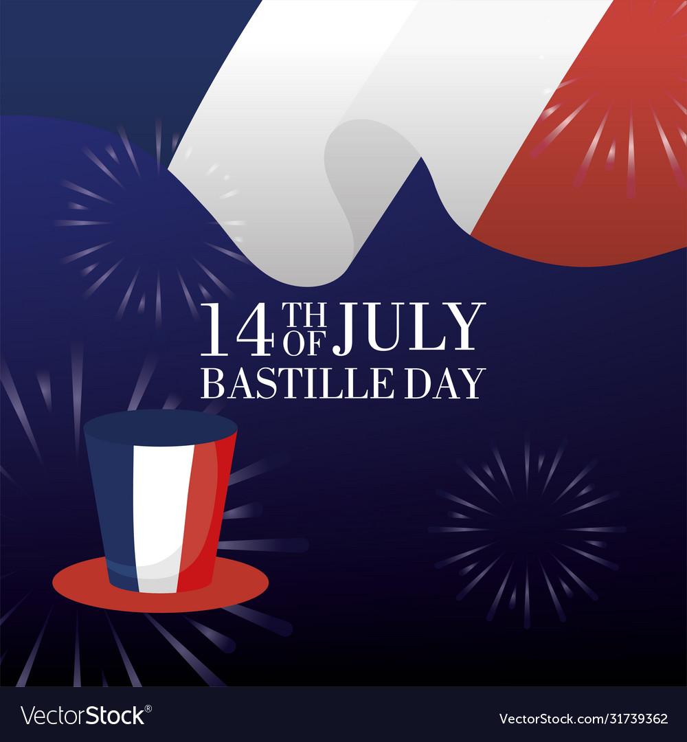 Bastille day celebration card with france flag Vector Image