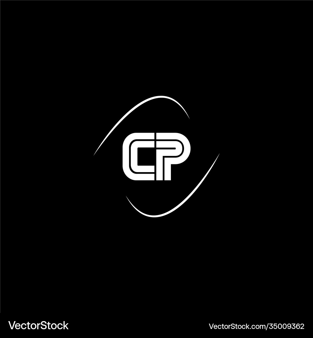 C p letter logo abstract design on black color Vector Image