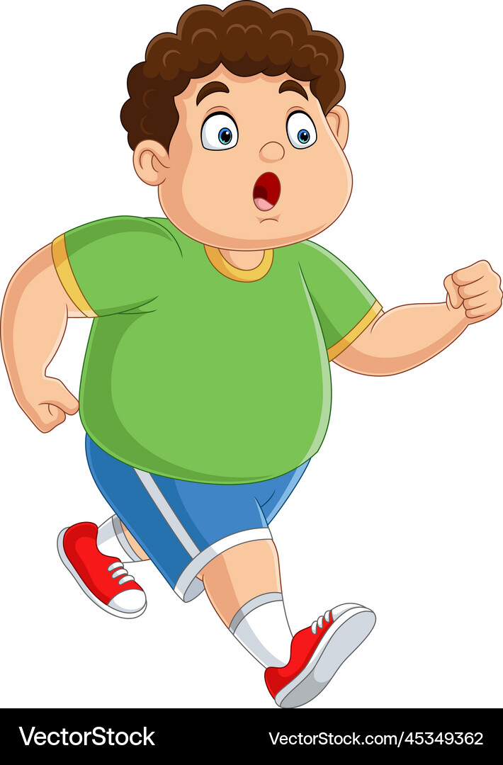 Cartoon cute overweight boy running Royalty Free Vector