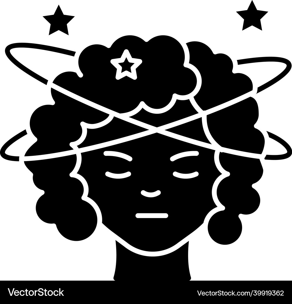 Dizziness black glyph icon person feeling sick Vector Image
