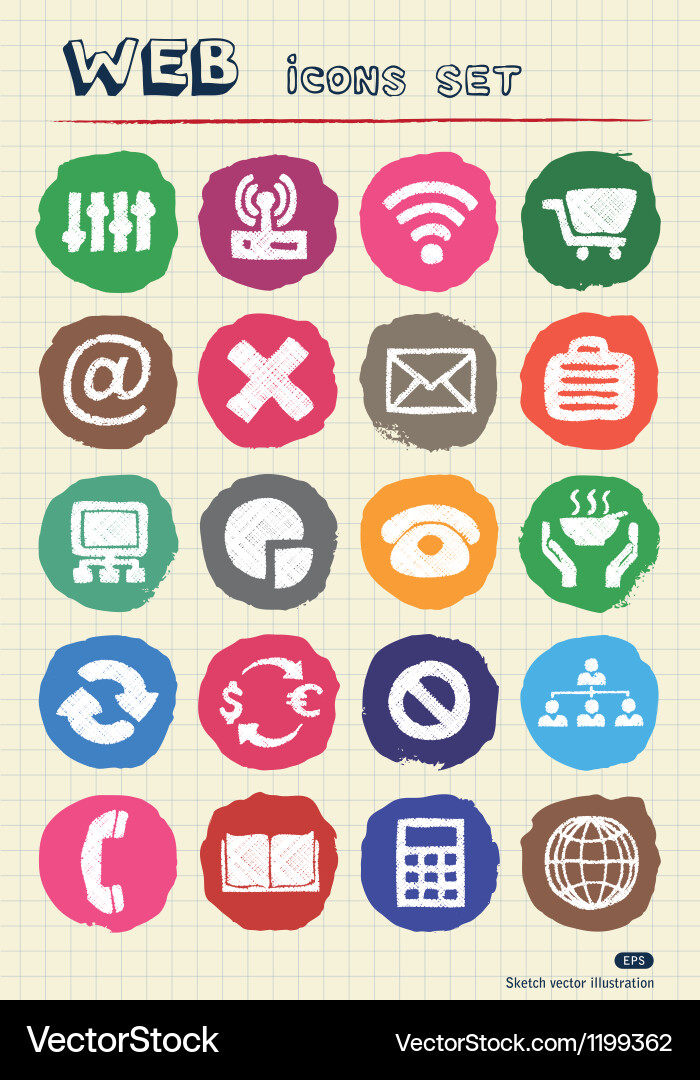 Finance and internet icons set drawn by chalk Vector Image