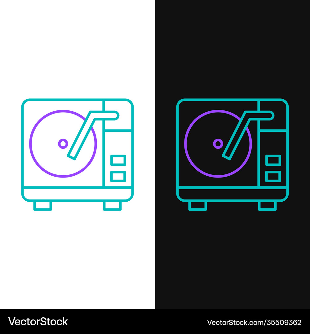 Line vinyl player with a vinyl disk icon isolated Vector Image