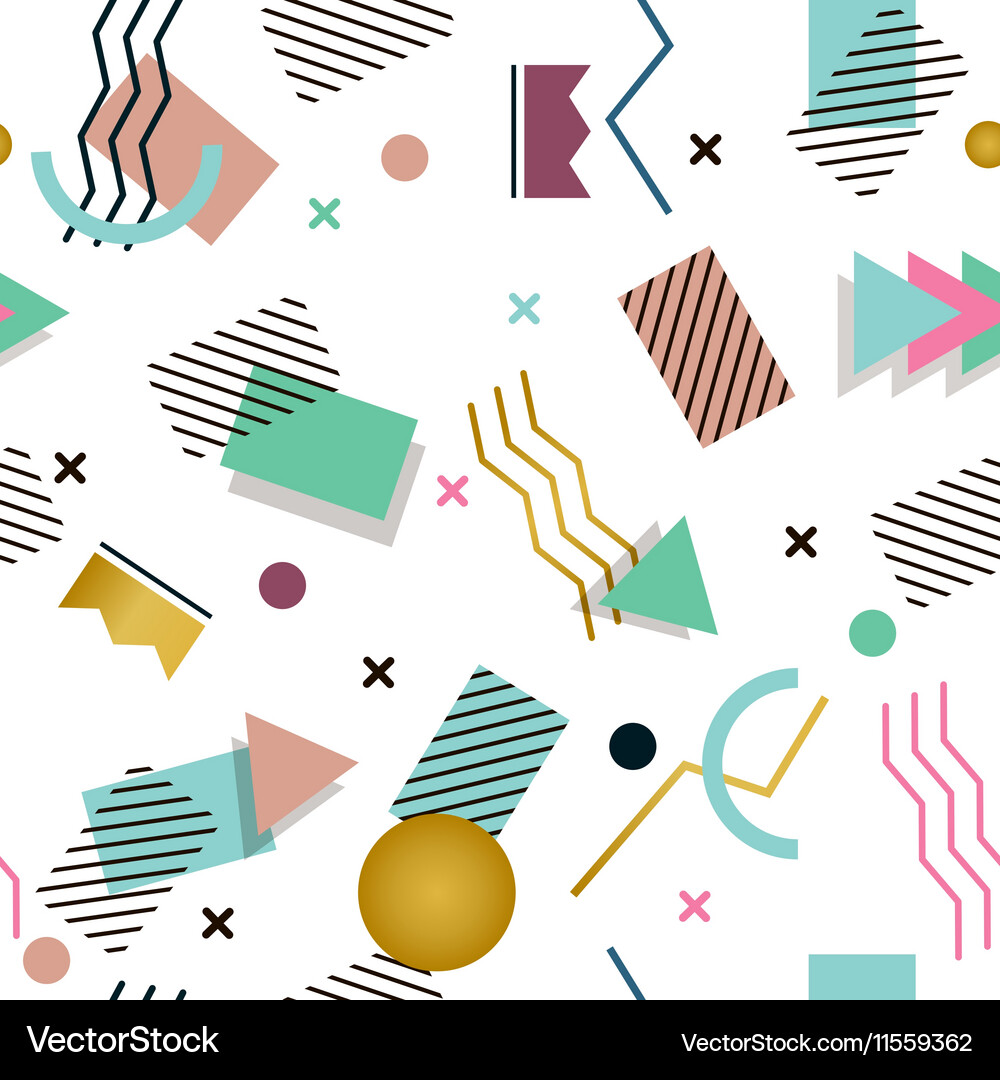 Memphis pattern of geometric shapes for tissue Vector Image