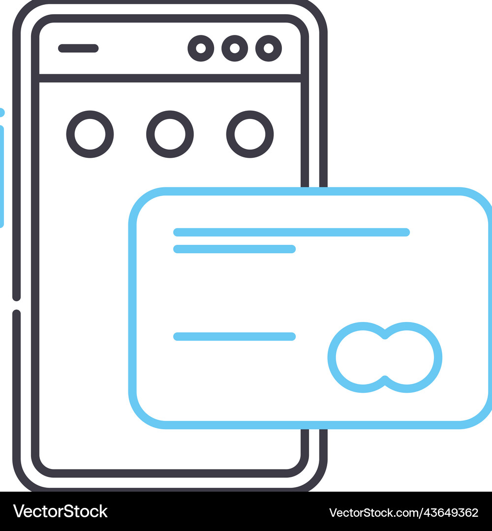 Mobile banking line icon outline symbol Royalty Free Vector
