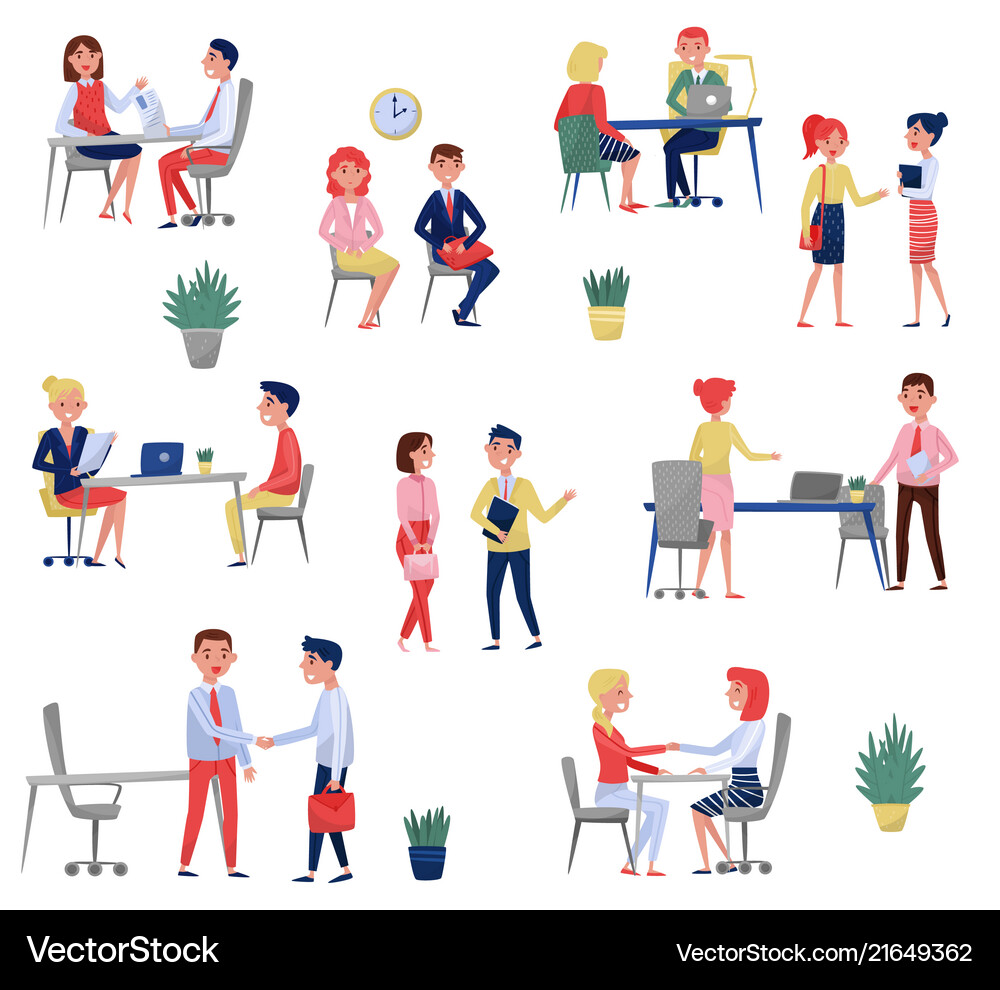 New employee applicants having job interview Vector Image
