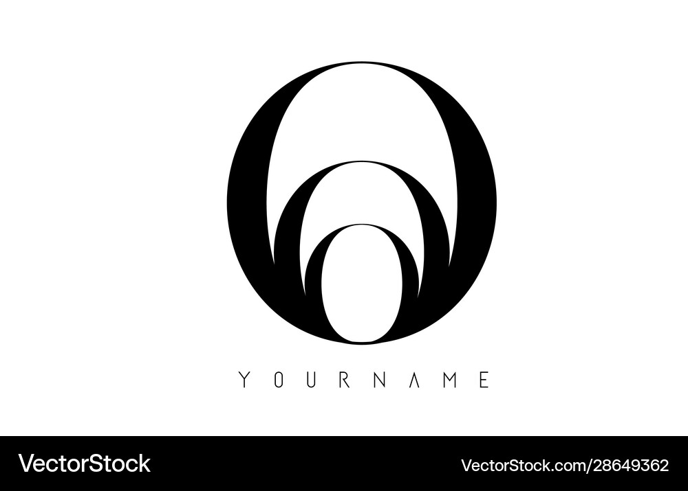 O letter logo with graphic elegant black lines Vector Image