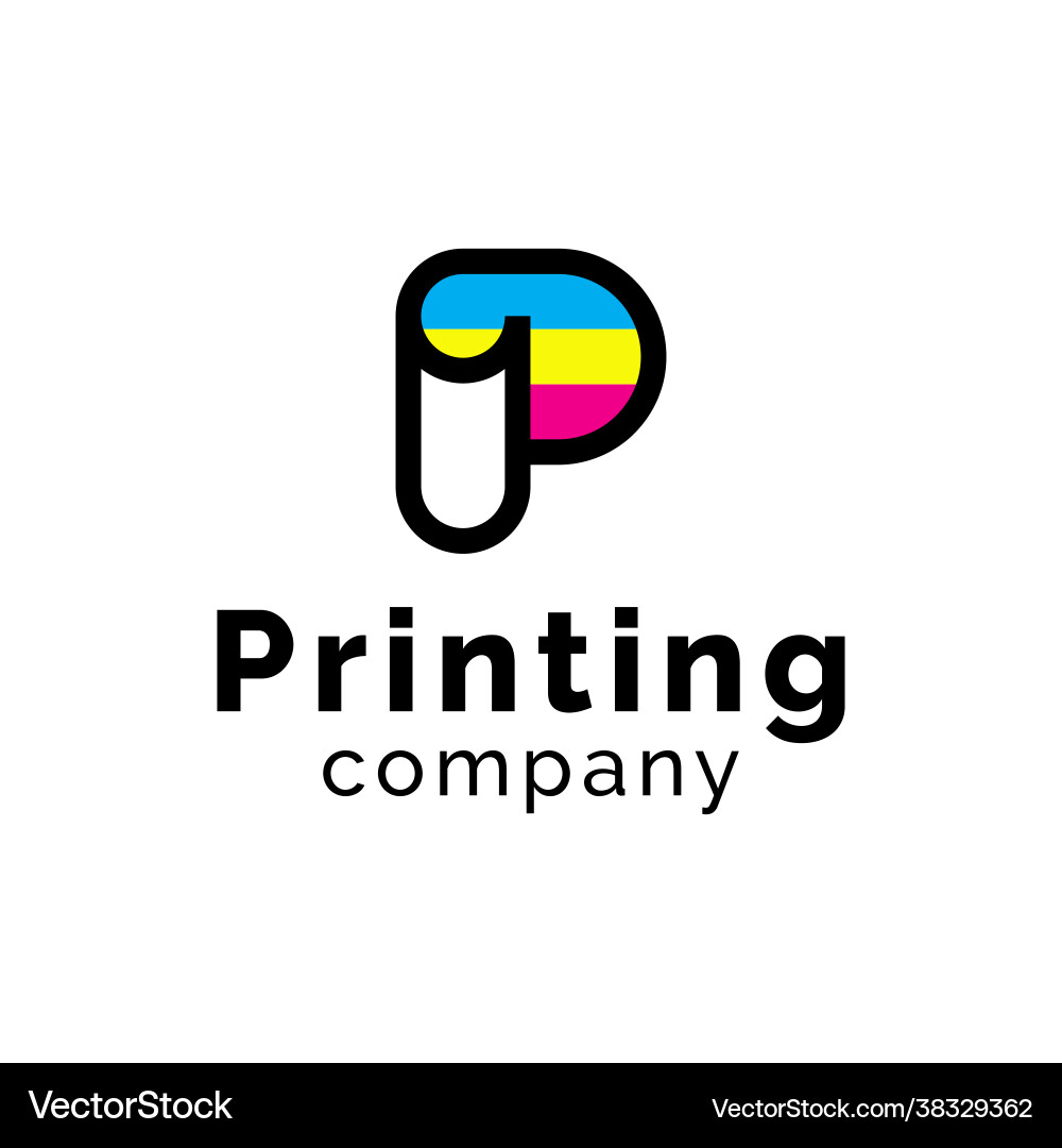 Printing paper letter p logo design icon Vector Image