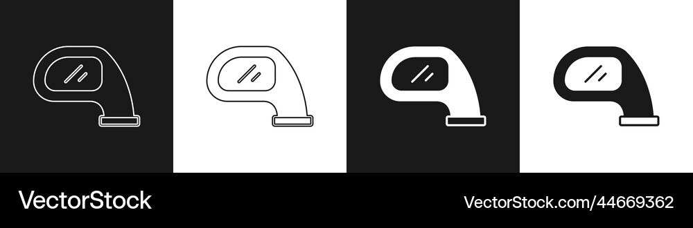 Set car mirror icon isolated on black and white Vector Image