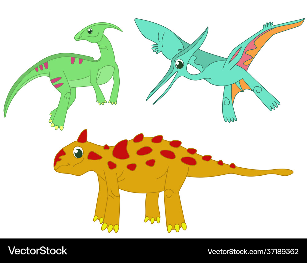 Set different dinosaurs Royalty Free Vector Image
