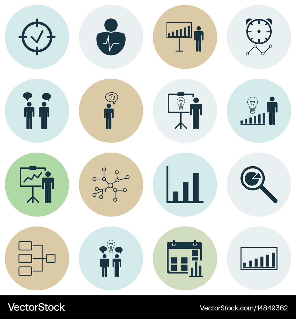 Set of 16 administration icons includes reminder Vector Image