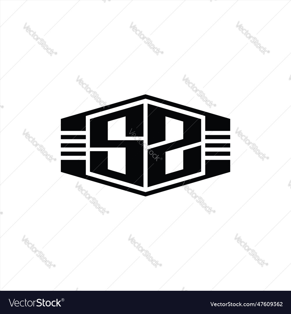Sz letter logo monogram hexagon emblem shape Vector Image