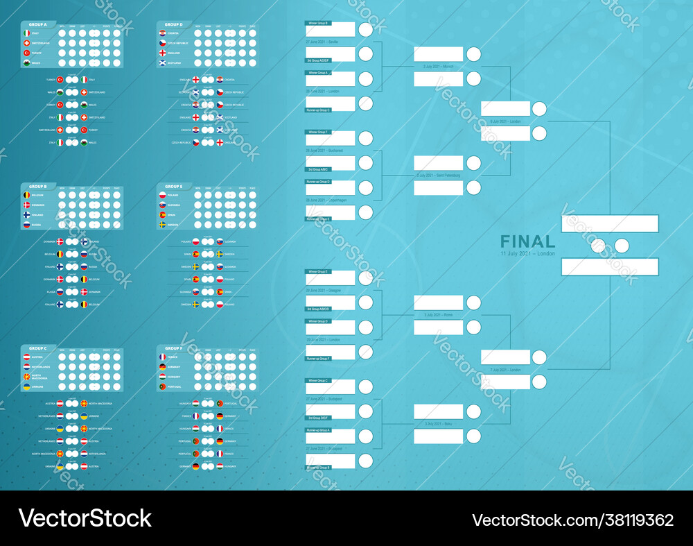 Tournament bracket football competition flags Vector Image