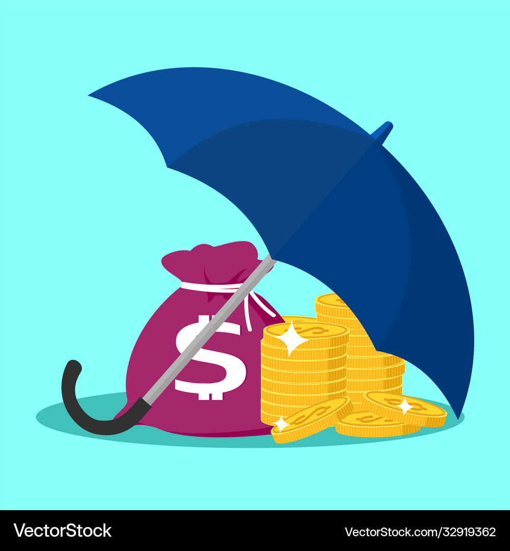 Umbrella as a shield to protect gold coins Vector Image