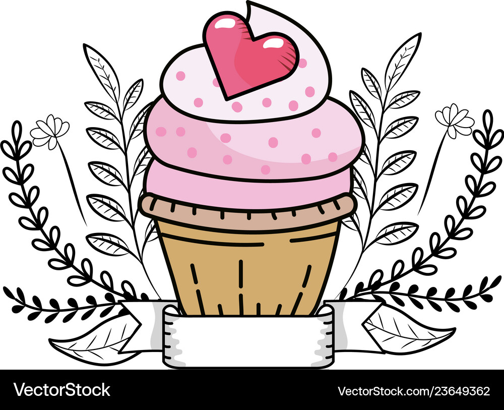 Valentines bakery cupcake cartoon Royalty Free Vector Image
