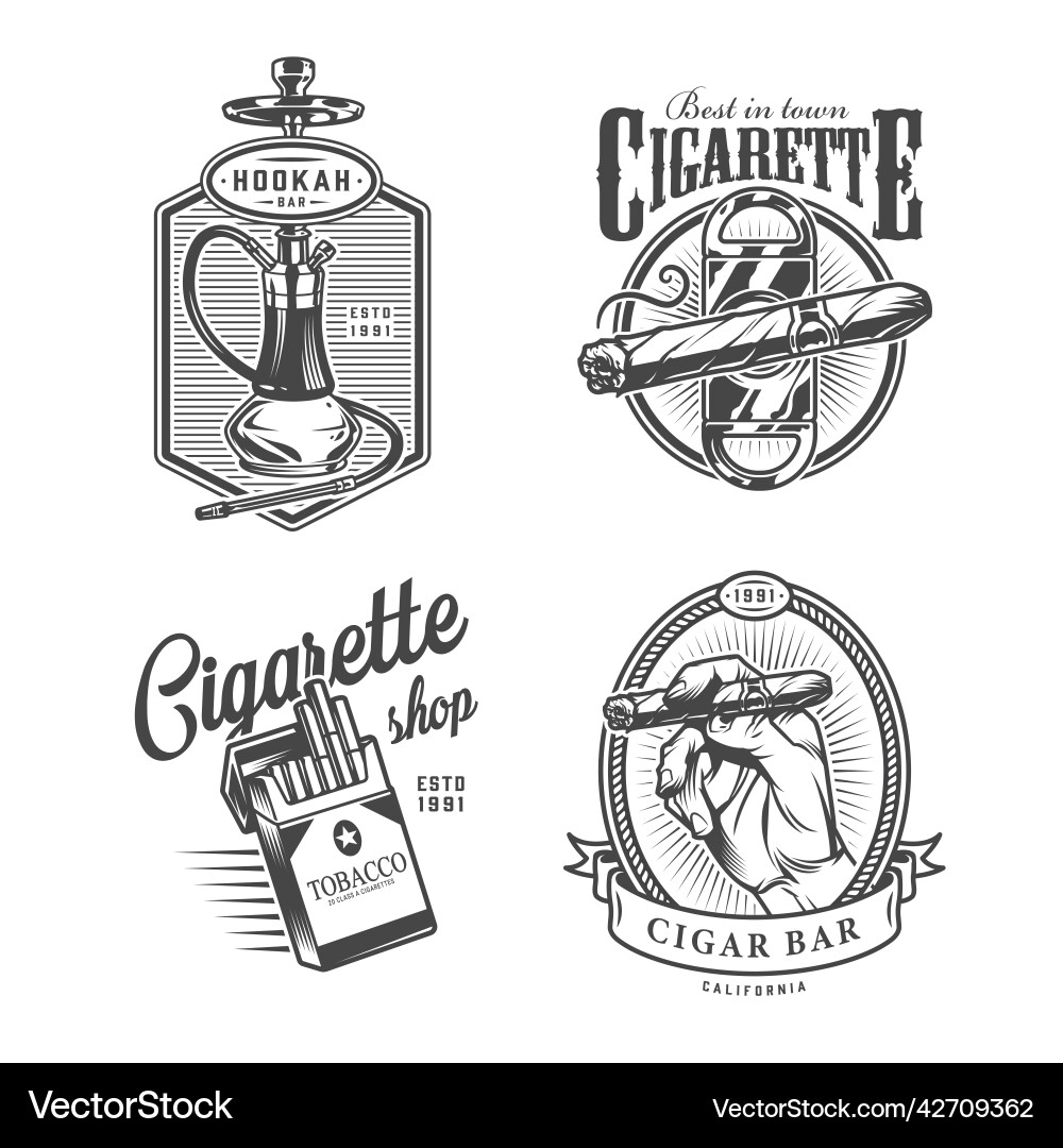 Vintage monochrome lounge bar labels Royalty Free Vector