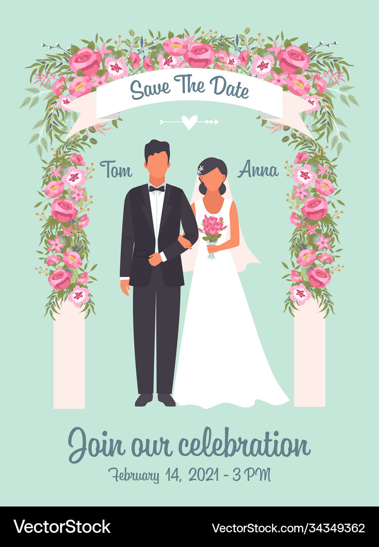 Wedding invitation poster solemn happy Royalty Free Vector