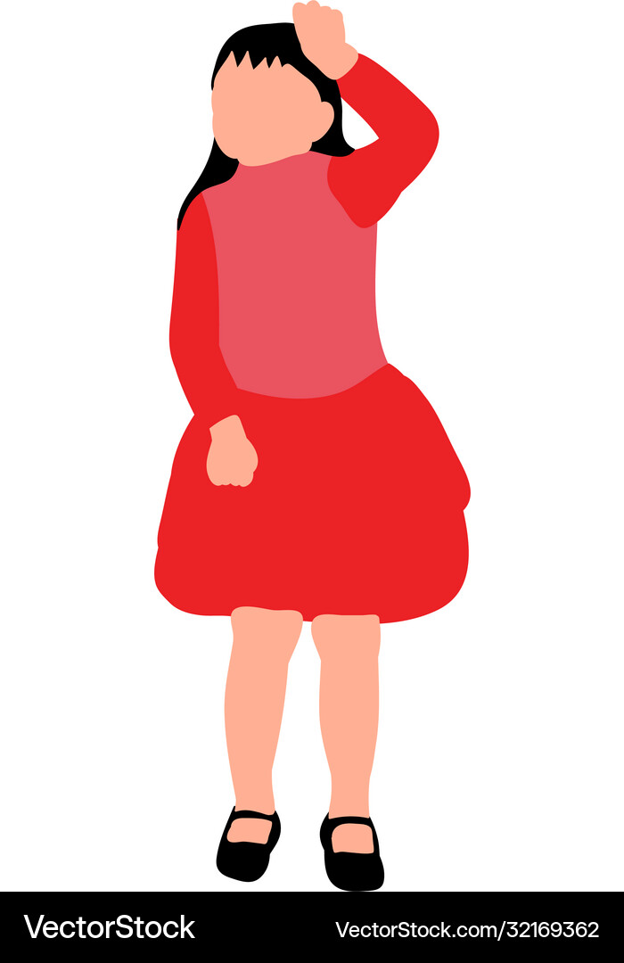 White background faceless child girl dancing Vector Image