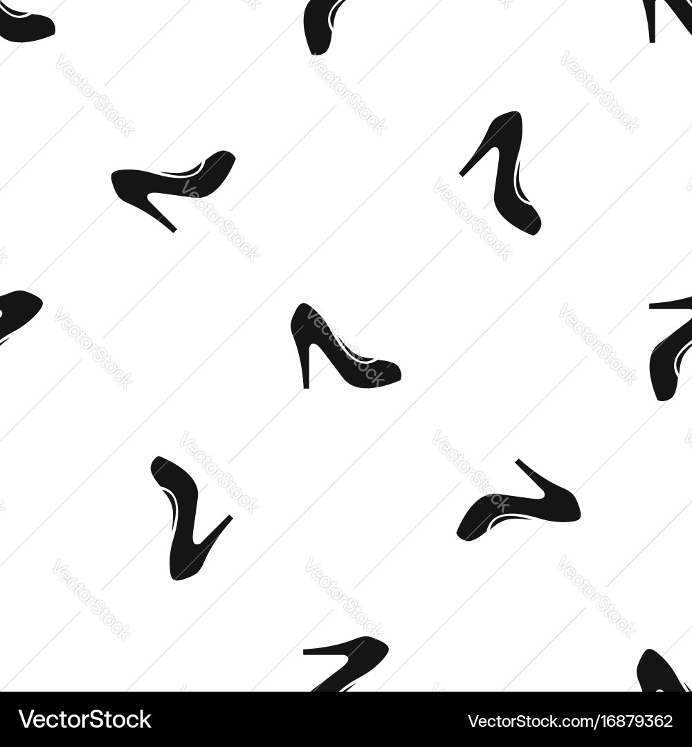Women shoe with heels pattern seamless black Vector Image