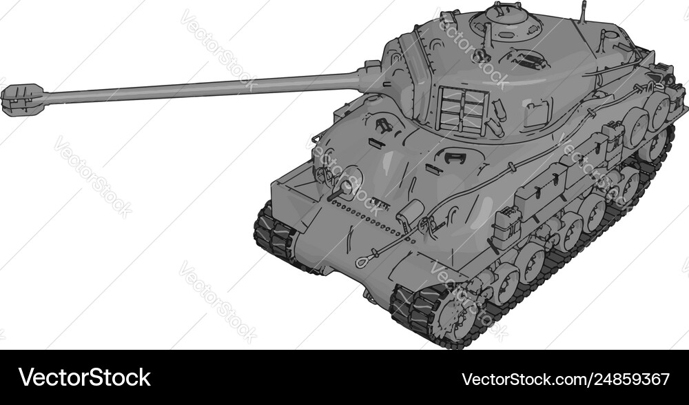 3d on white background a gray military tank Vector Image
