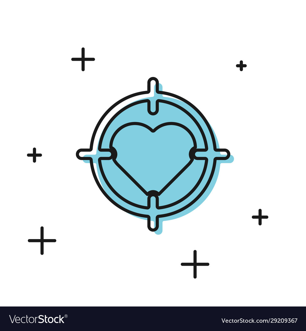 Black Heart In Center Darts Target Aim Icon Vector Image
