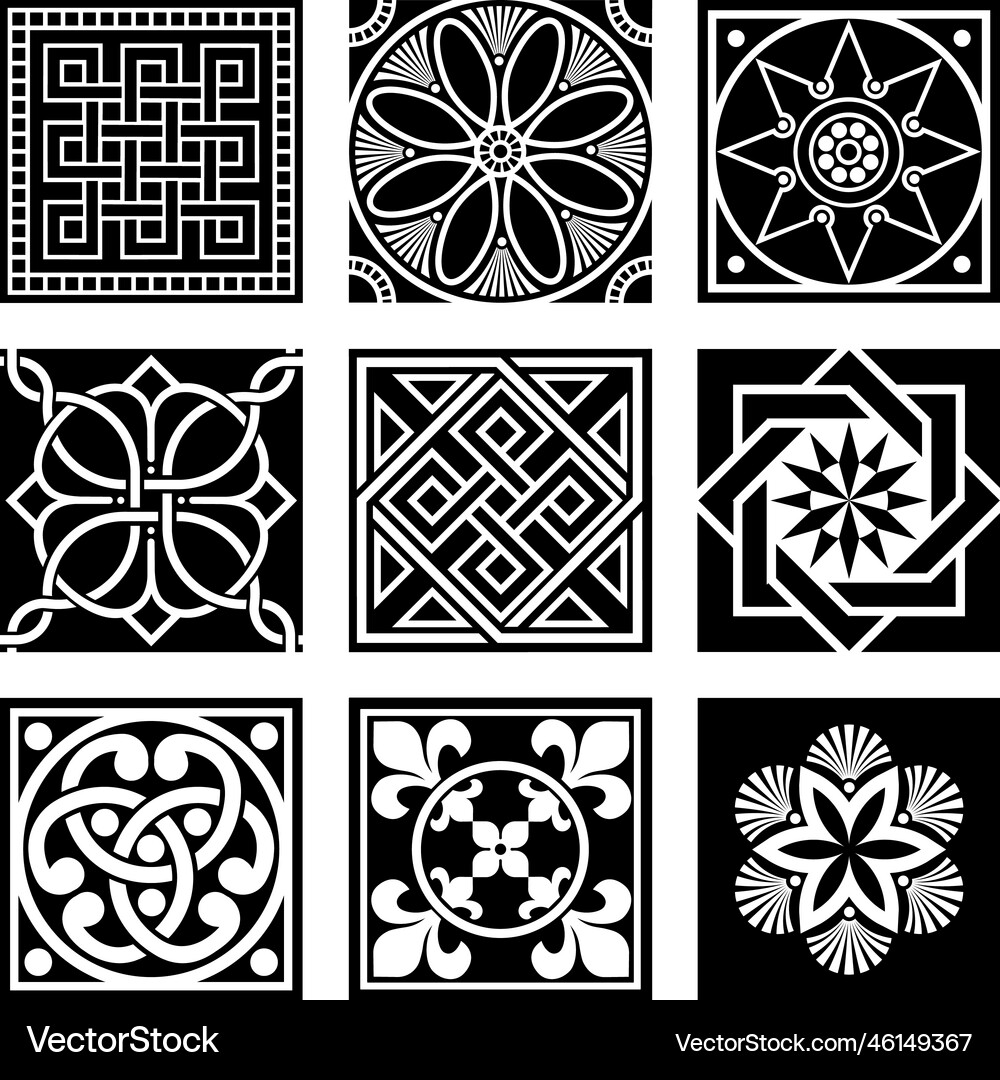Collection of vintage ornamental patterns Vector Image