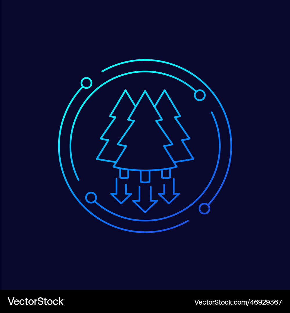 Deforestation line icon reduction in forest areas Vector Image