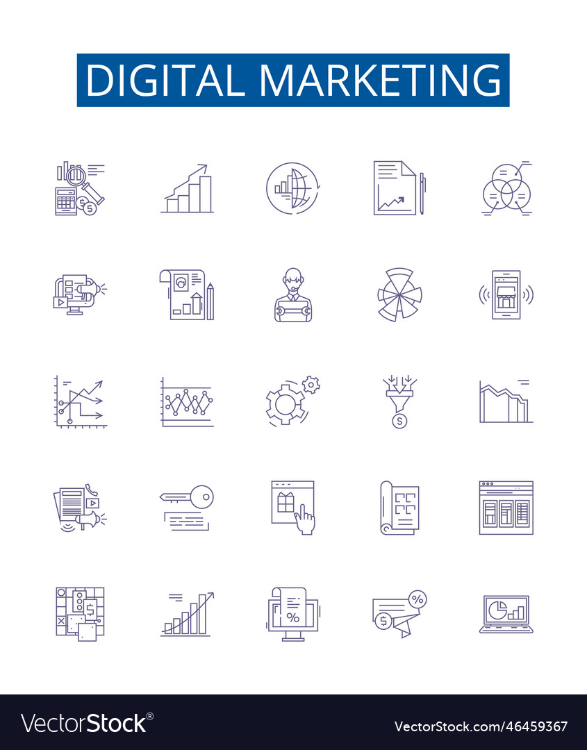 Digital marketing line icons signs set design Vector Image