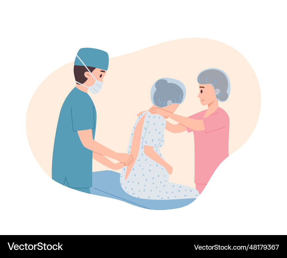 Epidural anesthesia doctor makes a patient spinal Vector Image