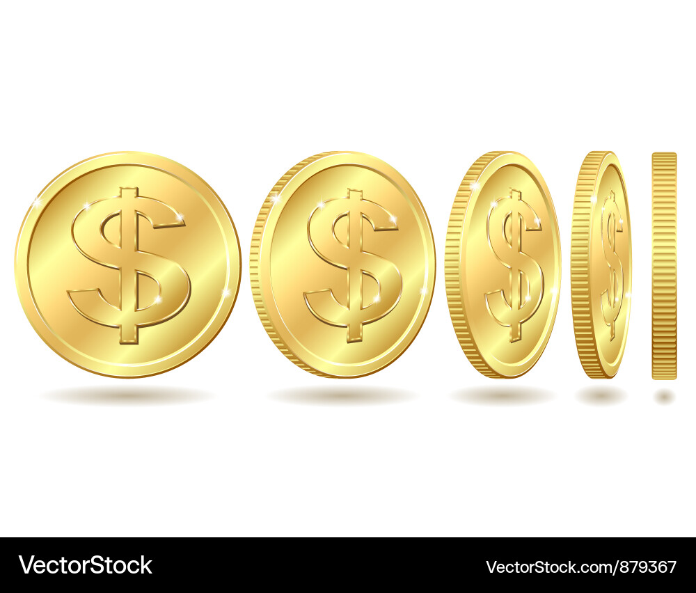 Golden coin with dollar sign Royalty Free Vector Image