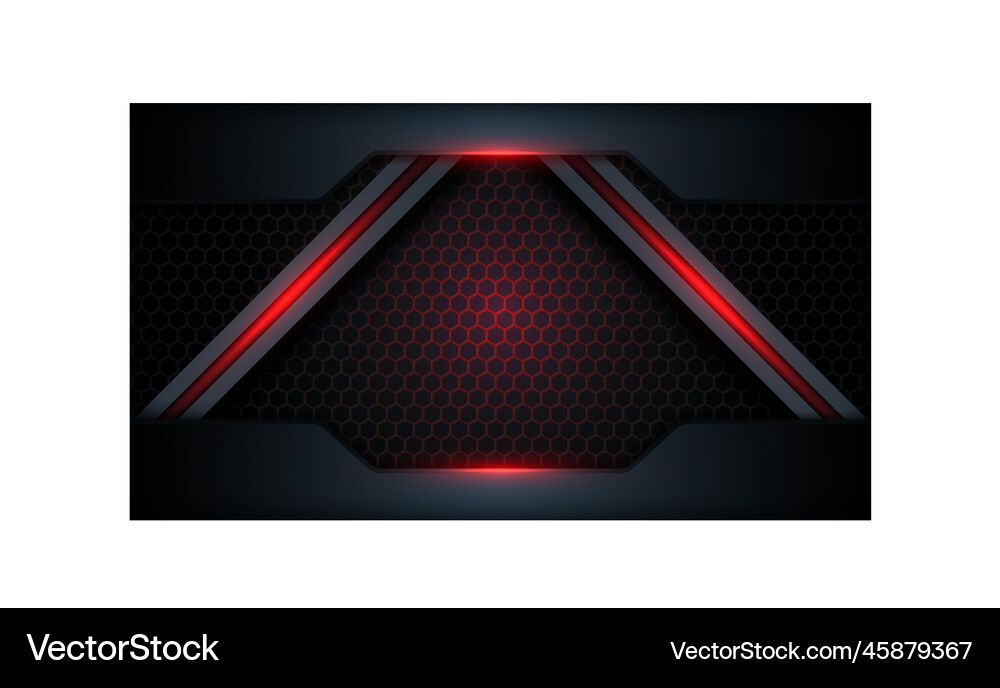 Hexagonal background with red neon light Vector Image