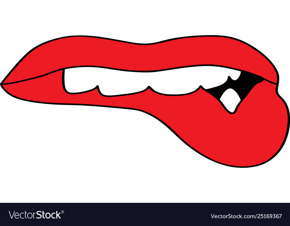 Lip biting Royalty Free Vector Image - VectorStock
