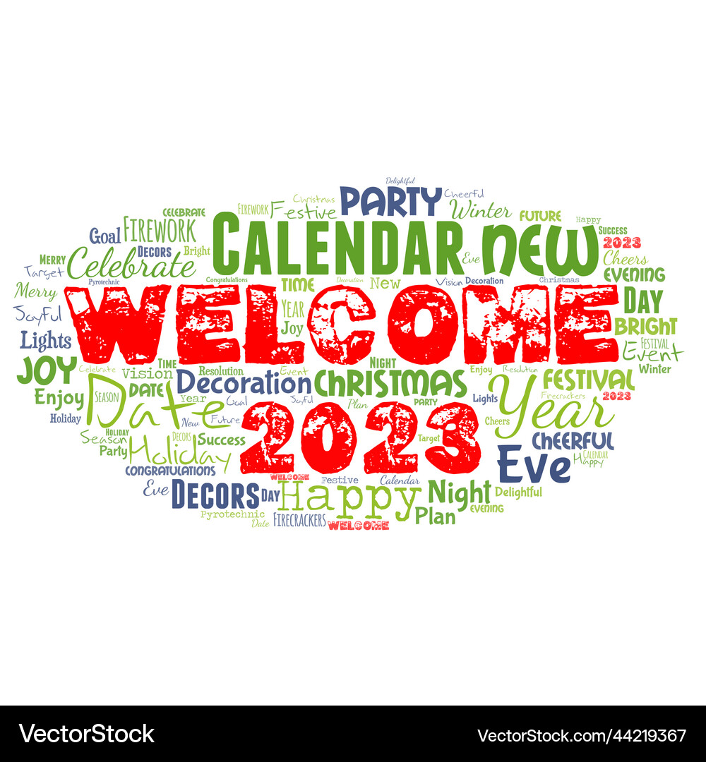 Oval word cloud with new year 2023 words Vector Image