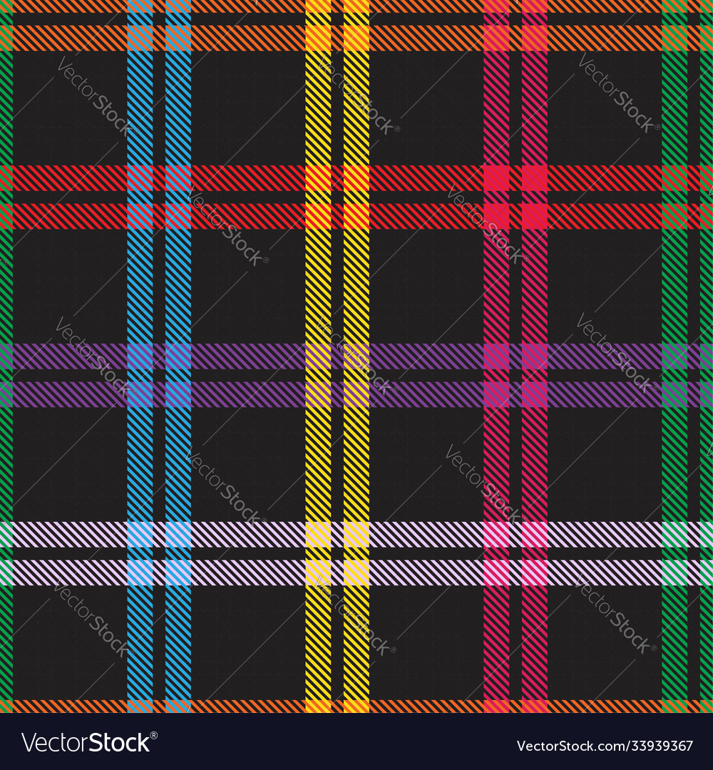 Rainbow tartan glen plaid textured seamless Vector Image