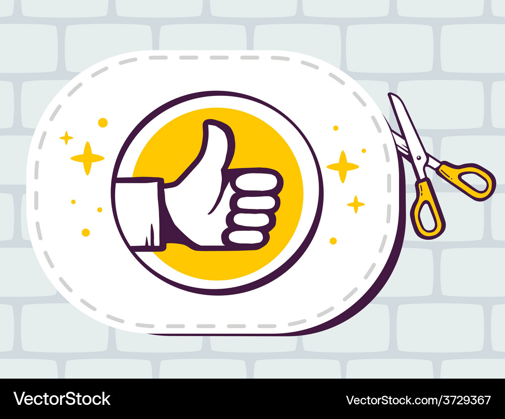 Scissors cutting sticker with icon of thu Vector Image