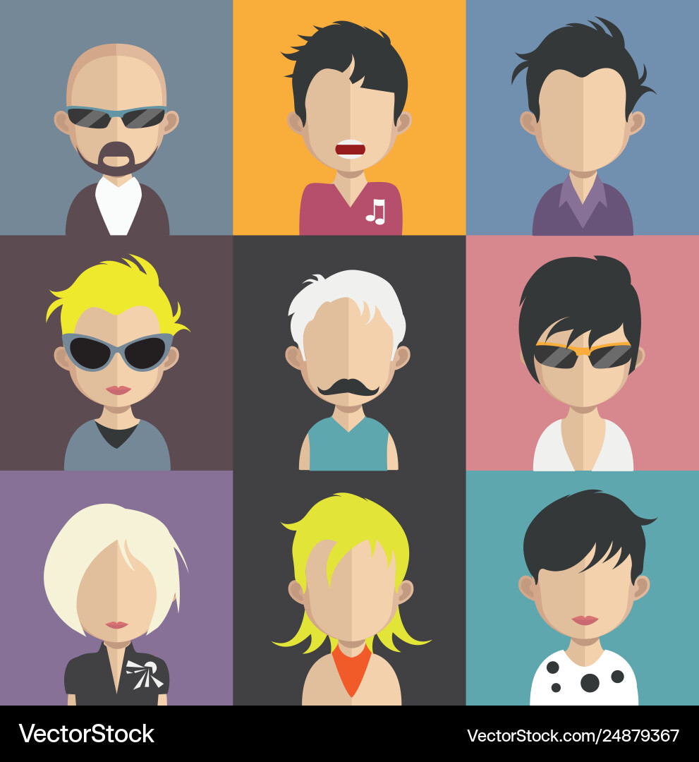 Set colorful avatars characters Royalty Free Vector Image