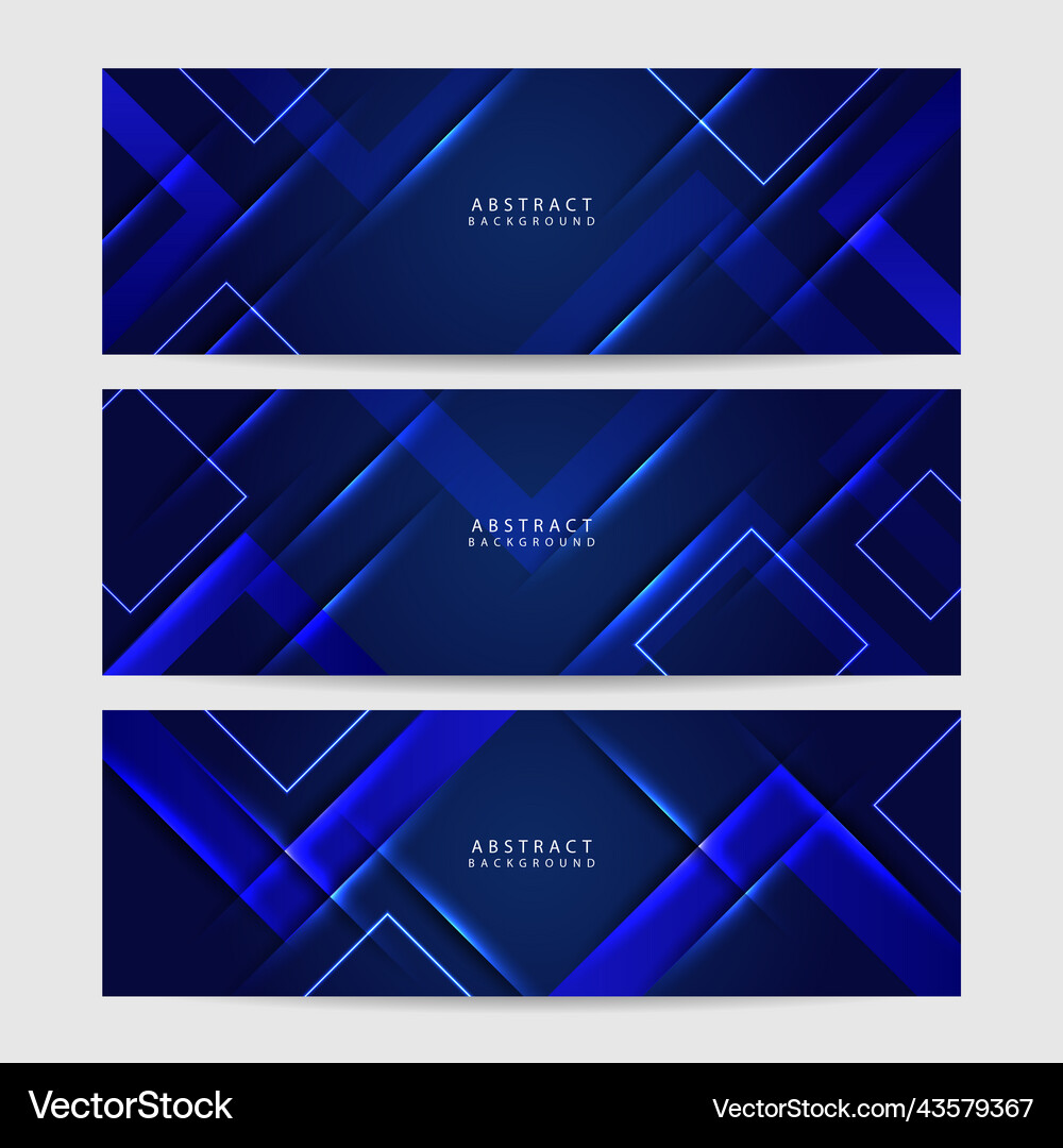 Set of modern abstract dark blue banner Royalty Free Vector