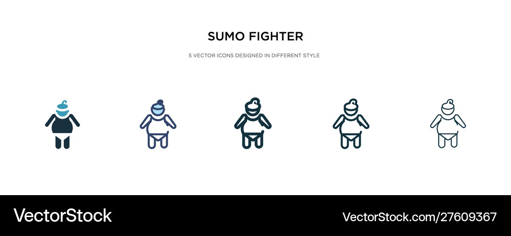 Sumo fighter icon in different style two colored Vector Image