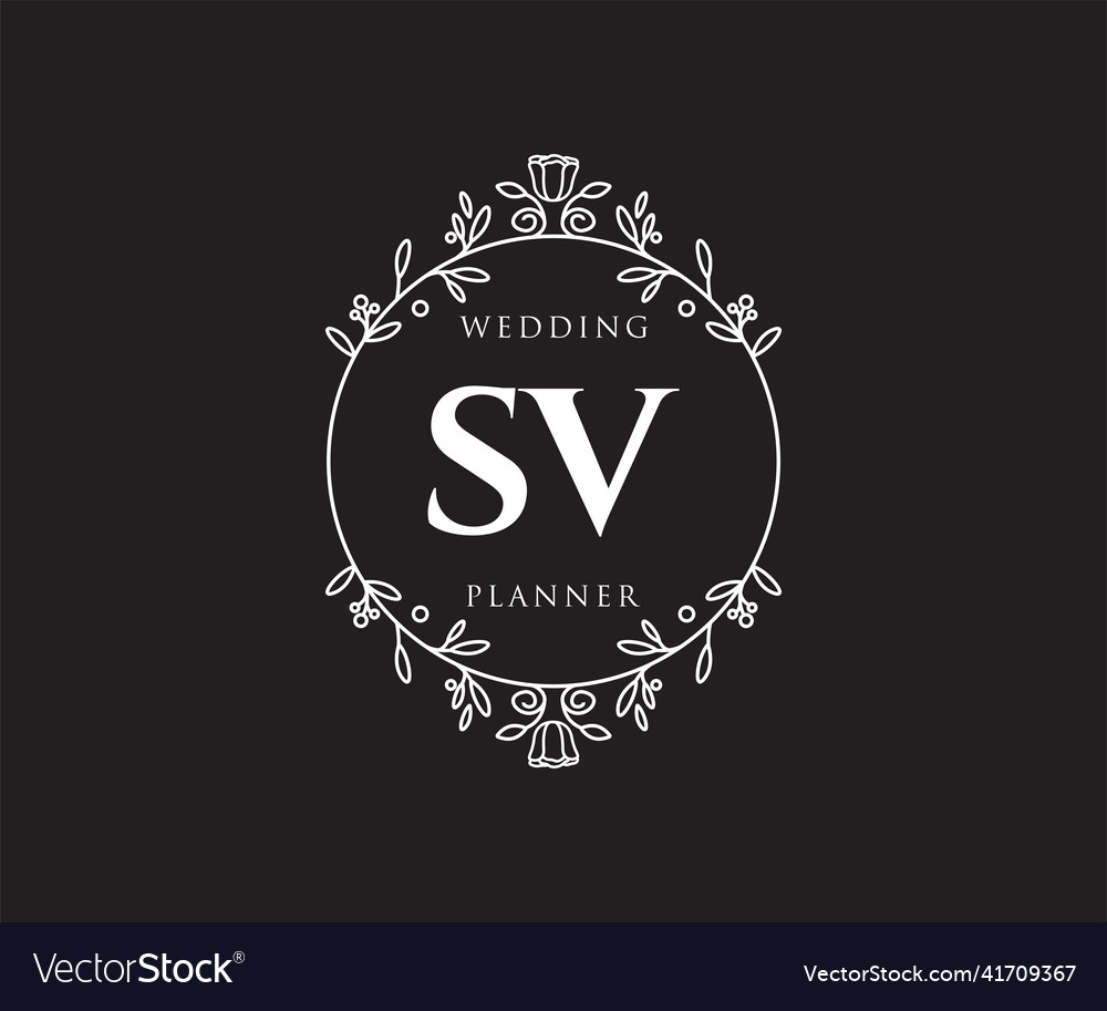 Sv initials letter wedding monogram logos Vector Image