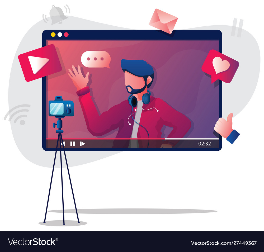 Vlogging man Royalty Free Vector Image - VectorStock