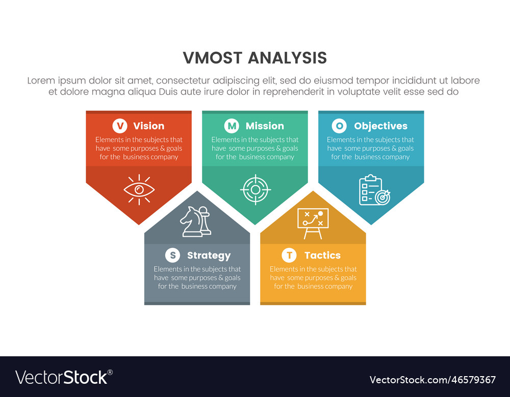 Vmost analysis model framework infographic 5 Vector Image