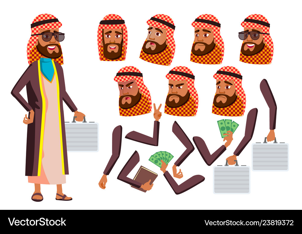 Arab muslim old man senior aged elderly Royalty Free Vector
