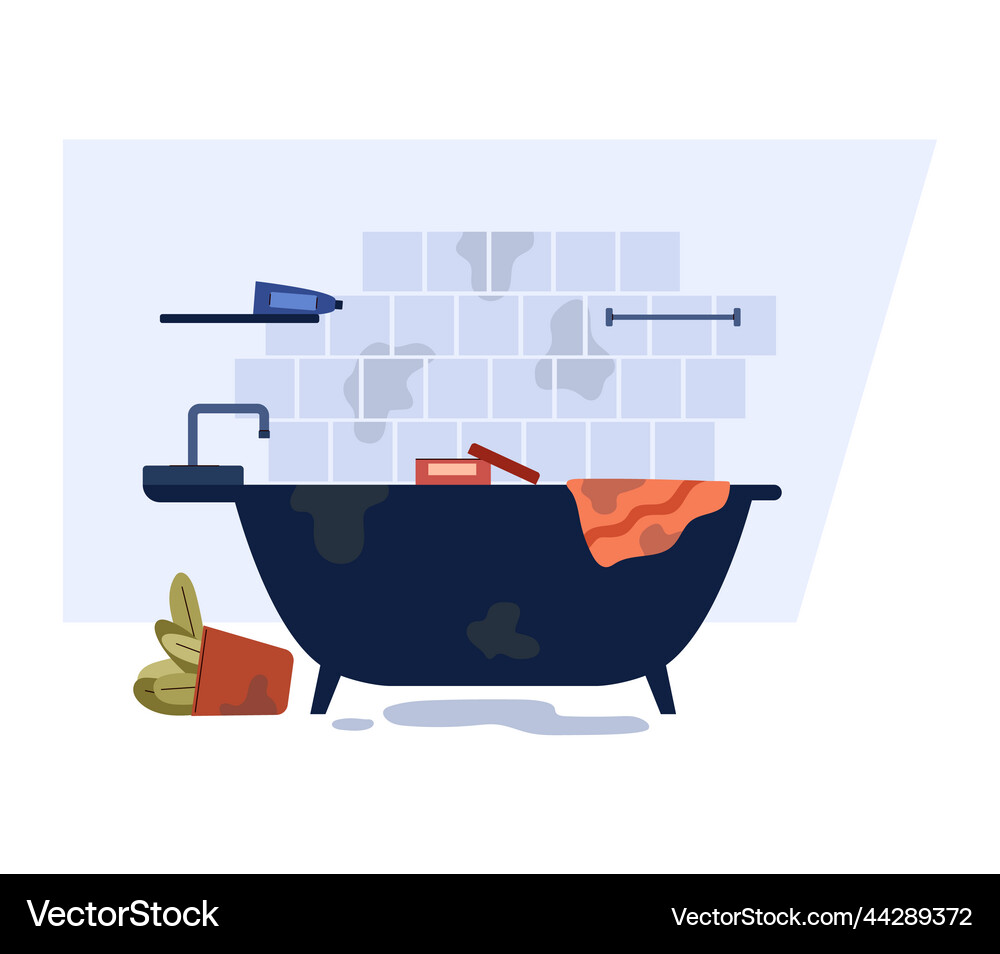 Bathroom with dirt stains and scattered things Vector Image