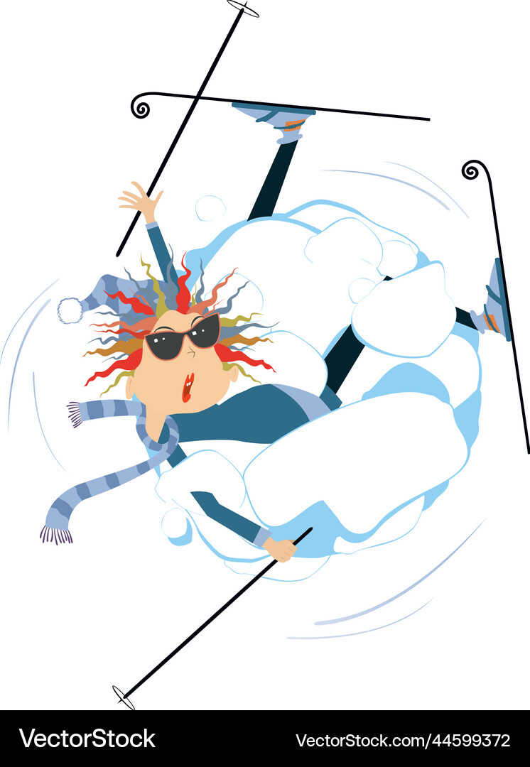 Cartoon skier and a big snowdrift Royalty Free Vector Image