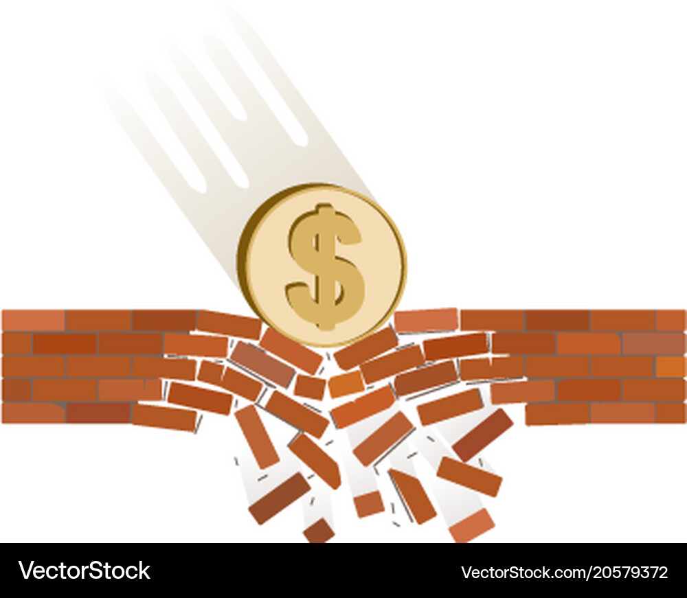 Coin of dollar fall down on a white background Vector Image