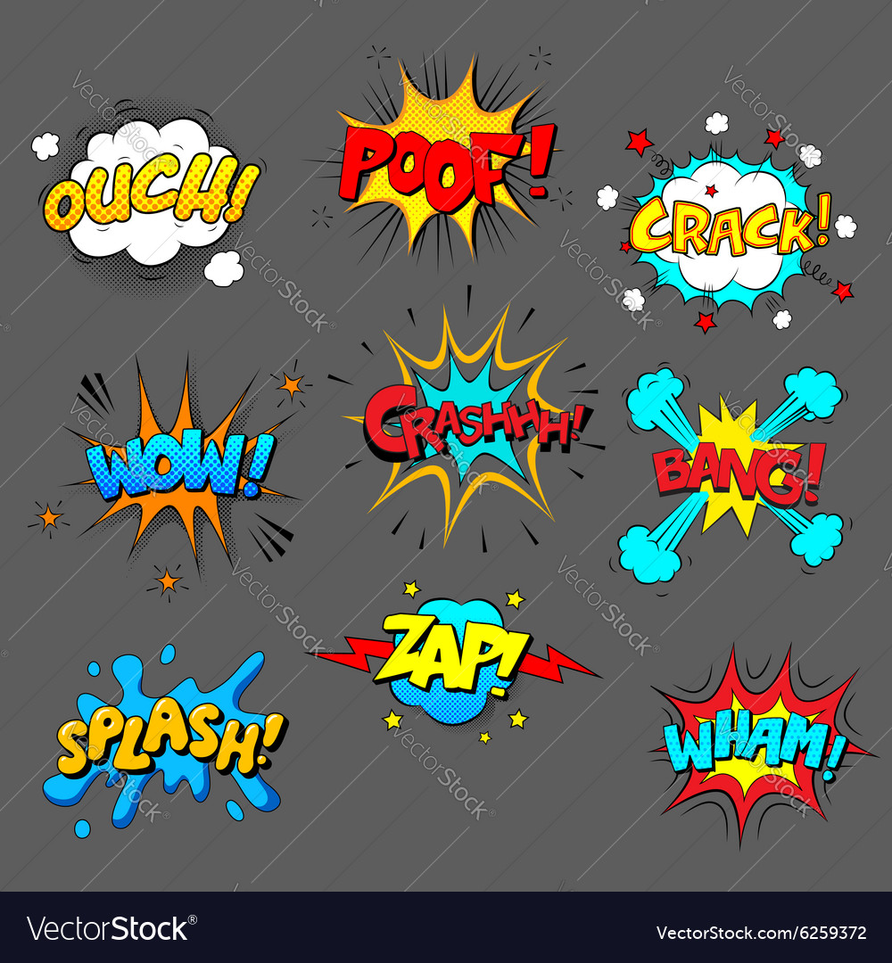 Comic sound effect set Royalty Free Vector Image