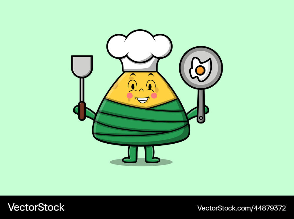 Cute cartoon chinese rice dumpling chef character Vector Image