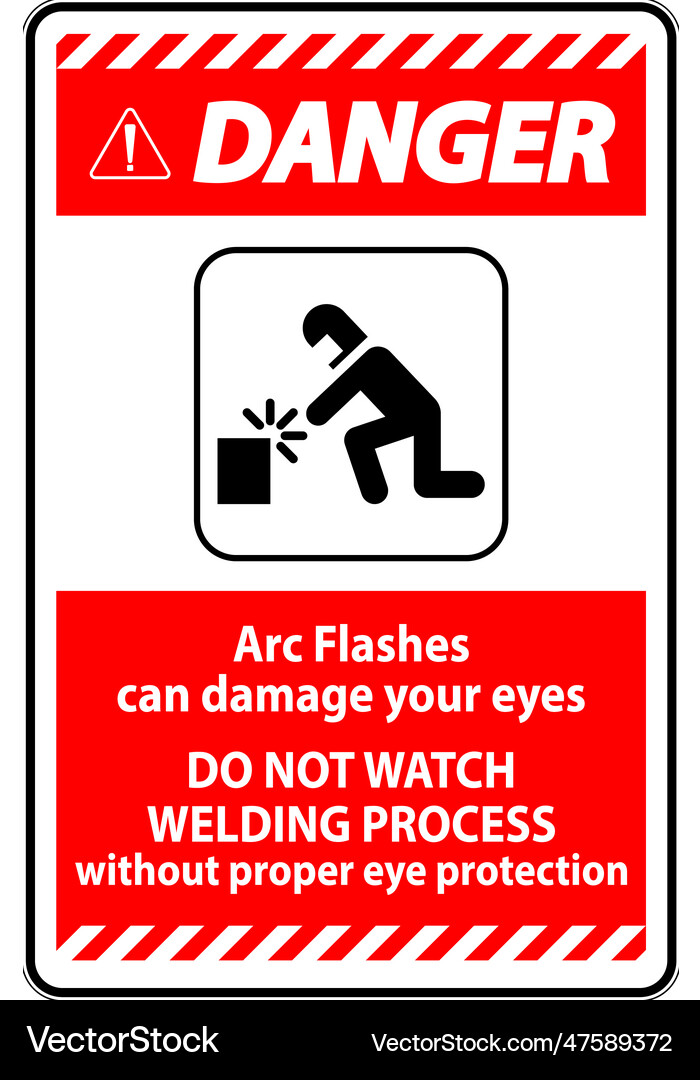 Danger sign arc flashes can damage your eyes do Vector Image