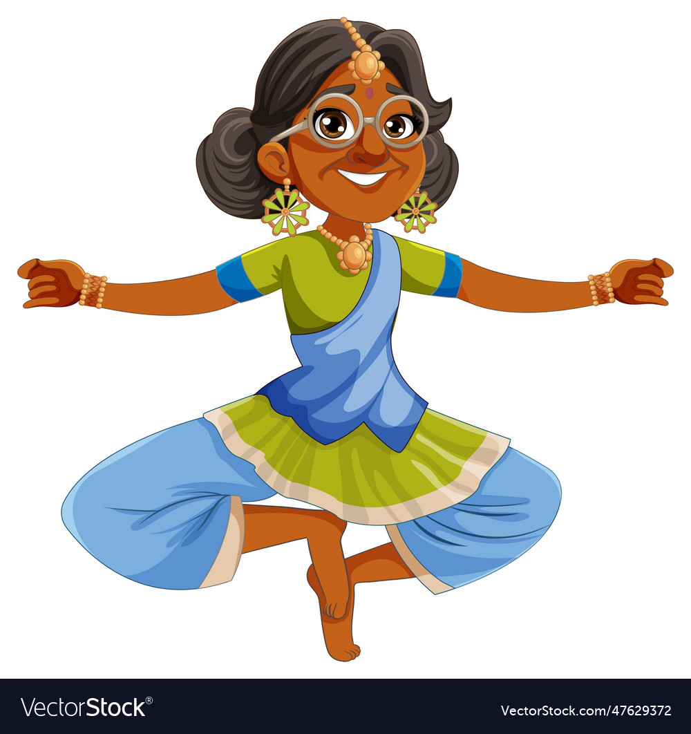 Indian Cartoon Characters In Traditional Cultural Vector Image