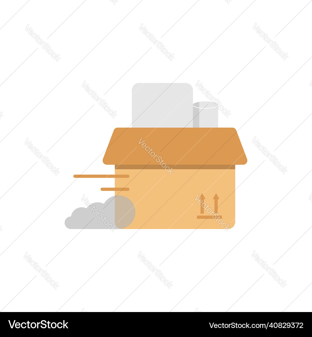 Open cardboard icon in flat style shipping box Vector Image