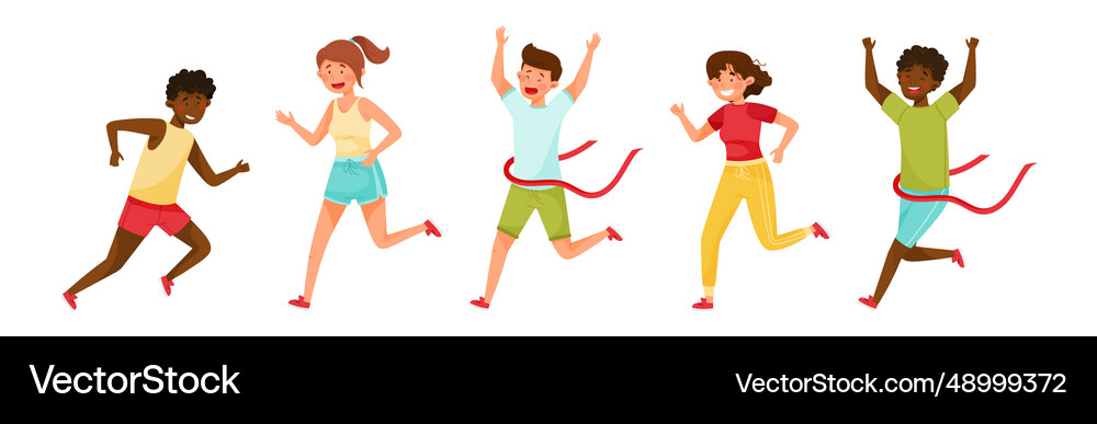 People character running marathon race engaged Vector Image